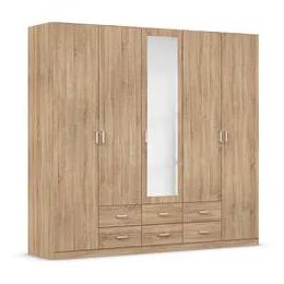 Kleiderschrank Rauch "Schrank Garderobe W&auml;scheschrank GAMMA in 3 Breiten", braun (eiche sonoma), B:226cm H:210cm T:54cm, Holzwerkstoff, Schr&auml;nke, Kleiderschrank, viel Stauraum mit 6 Schubladen, mit Spiegel TOPSELLER MADE IN GERMANY, Topseller