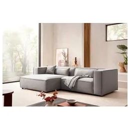 Ecksofa "PIARA mit Kedernaht, Cord, Leinenoptik o. Strukturstoff, Couch, L-Form", grau (silbergrau), B:267cm H:66cm T:167cm, 100% Polyester, LeGer Home by Lena Gercke, Sofas, Ecksofa, wahlweise Ottomane rechts/links, schwarze F&uuml;&szlig;e, bequemer Sitzkomfort