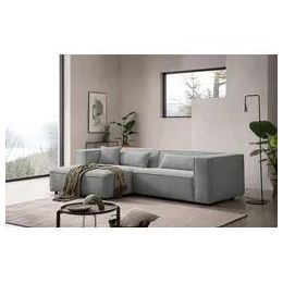 Ecksofa "PIARA mit Kedernaht, Cord, Leinenoptik o. Strukturstoff, Couch, L-Form", grau (hellgrau), B:267cm H:66cm T:167cm, 100% Polyester, LeGer Home by Lena Gercke, Sofas, Ecksofa, wahlweise Ottomane rechts/links, schwarze F&uuml;&szlig;e, bequemer Sitzkomfort