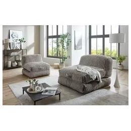 XXL-Sessel Home Affaire "Pia", grau, B:106cm H:84cm T:125cm, Sessel, XXL-Sessel, Loungesessel in Megacord, 2 Gr&ouml;&szlig;en, Schlaffunktion und Pouf-Funktion