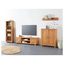 Wohnwand OTTO HOME "Mette", beige (natur gebeizt, gewachst), Massivholz, Kastenm&ouml;bel-Sets, Wohnwand, 1 Midischrank, 1 B&uuml;cherregal und 1 Lowboard ohne Wandboard