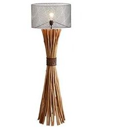 Salesfever Stehlampe "Bailee", beige (natur, schwarz), 1, &Oslash; 50cm H: 149cm, 1 Stk., Leuchten, handgefertigt, Schirm im Rost-Look, Stehlampe
