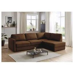 Schlafsofa "Chill", braun (karamellbraun), B:250cm H:86cm T:200cm, 100% Polyester, ATLANTIC HOME COLLECTION, Sofas, Schlafsofa, Ecksofa mit Bettfunktion und Bettkasten