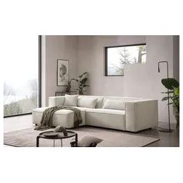 Ecksofa "PIARA mit Kedernaht, Cord, Leinenoptik o. Strukturstoff, Couch, L-Form", beige (hellbeige), B:267cm H:66cm T:167cm, 100% Polyester, LeGer Home by Lena Gercke, Sofas, Ecksofa, wahlweise Ottomane rechts/links, schwarze F&uuml;&szlig;e, bequemer Sitzkomfort