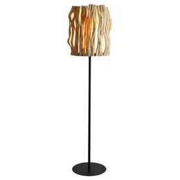 Salesfever Stehlampe "Walt", beige (natur, schwarz), 1, &Oslash; 33cm H: 140cm, 1 Stk., Leuchten, handgefertigt, in Fackeloptik, Stehlampe