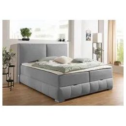 Boxbett OTTO HOME "Wehma mit Kopfteil inkl. Bettkasten", grau, B:190cm L:213cm, Komplettbetten, in H2, H3 & H4 w&auml;hlbar, inklusive Topper