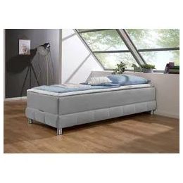 Boxspringbett Home Affaire "Vaasa", silber, B:96cm L:206cm, Komplettbetten, Boxspringbett, f&uuml;r Dachschr&auml;gen geeignet, inkl. Bettkasten und Topper
