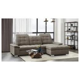 Ecksofa WERK2 "Carmen, mit Bettfunktion & Bettkasten, optional Sitztiefenverstellung", beige, B:264cm H:105cm T:170cm, 95% Polyester, 5% Nylon, Sofas, Ecksofa, ohne Sitztiefenverstellung, Struktur weich, beige