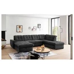 Wohnlandschaft exxpo - SOFA FASHION "Durango, aufwendige Sitz- und R&uuml;ckenverarbeitung, bequem, U-Form", grau, B:340cm H:92cm T:248cm, Sofas, Wohnlandschaft, inkl. Kopfteilverstellung, wahlweise mit Bettfunktion und Bettkasten