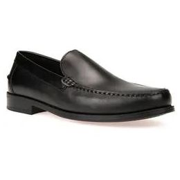 Slipper Geox "U NEW DAMON A", Herren, Gr. 40, schwarz, Leder, Schuhe Slipper, Business Schuh, Loafer mit Blockabsatz