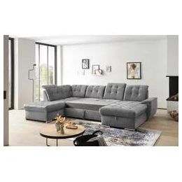Wohnlandschaft exxpo - SOFA FASHION "Durango, aufwendige Sitz- und R&uuml;ckenverarbeitung, bequem, U-Form", grau (graphite), B:340cm H:92cm T:248cm, Sofas, Wohnlandschaft, inkl. Kopfteilverstellung, wahlweise mit Bettfunktion und Bettkasten
