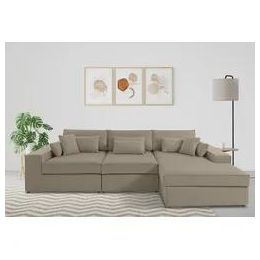 Ecksofa OTTO HOME "Enid L-Form", grau (taupe), B:360cm H:75cm, Baumwollmix (60% Baumwolle/40% Leinen);Struktur fein (100% Polyester);Samtoptik (100% Polyester);Samtvelours (100% Polyester);Struktur (100% Polyester);Struktur recycelt (100% recyceltes Polyester), Sofas, Ecksofa, 3 Teile, bestehend aus Modulen, in vielen Bez&uuml;gen, auch in Breitcord