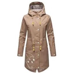 Outdoorjacke Marikoo "Dancing Umbrella", Damen, Gr. M, grau (taupe), Obermaterial: 70% Polyester, 30% Polyurethan, Innenseite: 100% Polyester, Futter: 100% Polyester; Wattierung: 100% Polyester; &Auml;rmelfutter: 100% Polyester, Jacken Outdoorjacke, mit einer gro&szlig;en Kapuze
