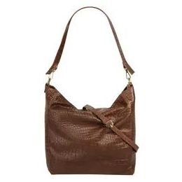 Shopper Samantha Look, Damen, Gr. B/H/T: 39cm x 31cm x 13cm onesize, braun, Leder, Reptilienpr&auml;gung, Taschen Shopper, echt Leder, Made in Italy