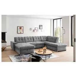 Wohnlandschaft exxpo - SOFA FASHION "Durango, aufwendige Sitz- und R&uuml;ckenverarbeitung, bequem, U-Form", grau (graphite), B:340cm H:92cm T:248cm, Sofas, Wohnlandschaft, inkl. Kopfteilverstellung, wahlweise mit Bettfunktion und Bettkasten