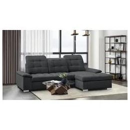 Ecksofa WERK2 "Carmen, mit Bettfunktion & Bettkasten, optional Sitztiefenverstellung", grau (anthrazit), B:264cm H:105cm T:170cm, 95% Polyester, 5% Nylon, Sofas, Ecksofa, ohne Sitztiefenverstellung, Struktur weich, anthrazit