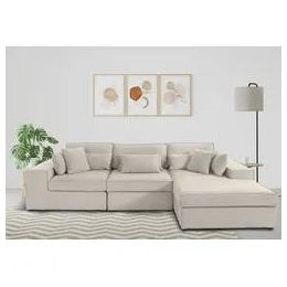 Ecksofa OTTO HOME "Florid L-Form", beige, B:280cm H:75cm T:162cm, Baumwollmix (60% Baumwolle/40% Leinen);Struktur fein (100% Polyester);Samtoptik (100% Polyester);Samtvelours (100% Polyester);Struktur (100% Polyester);Struktur recycelt (100% recyceltes Polyester), Sofas, Ecksofa, 3 Teile, bestehend aus Modulen, viele Bezugsqualit&auml;ten, auch in Cord