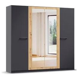 Dreht&uuml;renschrank Rauch "Kleiderschrank Schrank Garderobe Garderobenschrank Stauraumwunder MODI", grau (graumetallic, eiche artisan), B:226cm H:210cm T:54cm, Holzwerkstoff, Schr&auml;nke, Dreht&uuml;renschrank, optional mit Spiegel MADE IN GERMANY