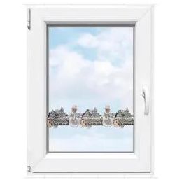 Scheibengardine Stickereien Plauen "Winter" Gr. 1, bunt (wei&szlig;, beige, gr&uuml;n), B:22cm H:15cm, Polyester, Gardinen, Fensterdekoration "Winter"