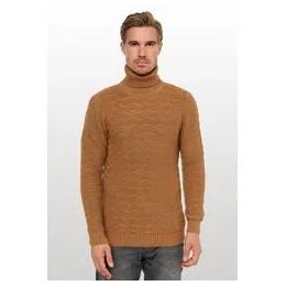 Rollkragenpullover Rusty Neal, Herren, Gr. XXL, braun (camelfarben), 70% Polyacryl, 30% Baumwolle, unifarben, normal, hoch geschlossener Ausschnitt, Pullover Rollkragenpullover, im angesagten Design