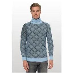 Rollkragenpullover Rusty Neal, Herren, Gr. XXL, blau (hellblau), 70% Polyacryl, 30% Baumwolle, unifarben, normal, hoch geschlossener Ausschnitt, Pullover Rollkragenpullover, mit stylischem Karo-Muster