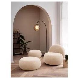 Polsterhocker Home Affaire "Mithras I Lieferzeit nur 2 Wochen, passend zum Sessel Mithras II", beige (creme), B:85cm H:35cm T:85cm, 100% Polyester, Hocker, Polsterhocker, Boucl&eacute; oder Fellimitat, Durchmesser 65 oder 85 cm