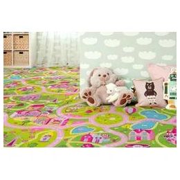 Teppichboden ANDIAMO "Sweet Towny, Schlinge, Gesamth&ouml;he 6,5 mm, Made in Belgium", pink, B:400cm L:200cm, Kunstfaser, Teppiche, bedruckt, Spielteppich, Breite 400 cm, Motiv Stra&szlig;e, Kinderzimmer