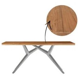 SIT-M&Ouml;BEL Esstisch SIT, braun (natur, antiksilber, antiksilber, natur), B:240cm H:73cm T:100cm, Platte recyceltes Teak, Gestell Metall, Tische, Esstisch, mit rustikaler Oberfl&auml;che