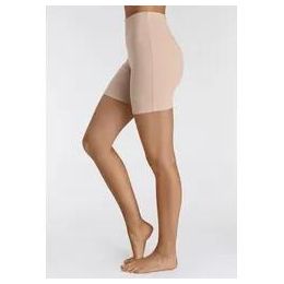 Shorts Lascana, Damen, Gr. 48/50, N-Gr, beige, Single Jersey, Obermaterial: 95% Baumwolle, 5% Elasthan, unifarben, Basic, skinny fit, Hosen Shorts, mit breitem B&uuml;ndchen und Logodruck