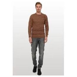 Strickpullover Rusty Neal, Herren, Gr. L, braun (camelfarben), 70% Polyacryl, 30% Baumwolle, meliert, normal, Rundhals, Pullover Strickpullover, mit sch&ouml;nem Muster