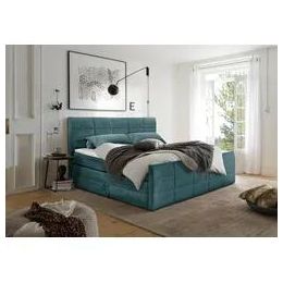 Boxspringbett ED EXCITING DESIGN "Bolivia", blau, B:183cm L:220cm, 92% Polyester, 8% Nylon, Komplettbetten, Boxspringbett, harte Seite mit Kokosmatte, weiche Seite mit Filzabdeckung