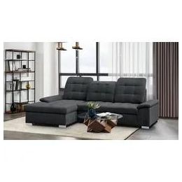 Ecksofa WERK2 "Carmen, mit Bettfunktion & Bettkasten, optional Sitztiefenverstellung", grau (anthrazit), B:264cm H:105cm T:170cm, 95% Polyester, 5% Nylon, Sofas, Ecksofa, ohne Sitztiefenverstellung, Struktur weich, anthrazit