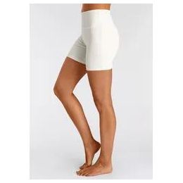 Shorts Lascana, Damen, Gr. 40/42, N-Gr, wei&szlig; (cream wei&szlig;), Single Jersey, Obermaterial: 95% Baumwolle, 5% Elasthan, unifarben, Basic, skinny fit, Hosen Shorts, mit breitem B&uuml;ndchen und Logodruck