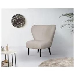 Sessel "Dinah", grau (silbergrau), B:84cm H:92cm T:83cm, 100% Polyester, LeGer Home by Lena Gercke, Sessel, Sessel Sessel mit Hocker Einzelsessel Ohrensessel mit Hocker Ohrensessel, Knopfheftung im R&uuml;cken, wahlweise mit oder ohne Hocker