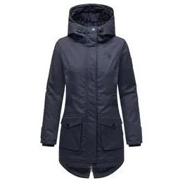 Parka Navahoo "Brinjaa", Damen, Gr. M (38), blau (navy), Obermaterial: 65% Polyester, 35% Baumwolle. Futter: 100% Polyester. Wattierung: 100% Polyester. &Auml;rmelfutter: 100% Polyester, Basic, tailliert Po-bedeckend, hoch geschlossener Ausschnitt, &Auml;rmel ohne &Auml;rmelschlitz Rippstrickb&uuml;ndchen kontrastfarben, Jacken Parka, Modischer Winter Kurzmantel mit zahlreichen Taschen