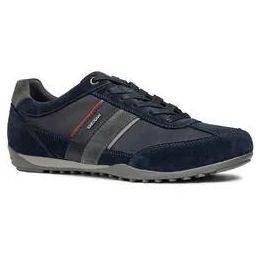 Sneaker Geox "U WELLS C", Herren, Gr. 42, blau (navy, weinrot), Synthetik, Textil, Veloursleder, Schuhe Sneaker, Casual Schuh, Schn&uuml;rschuh mit Logoverzierung