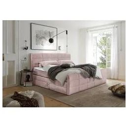 Boxspringbett ED EXCITING DESIGN "Bolivia", rosa, B:183cm L:220cm, 92% Polyester, 8% Nylon, Komplettbetten, Boxspringbett, harte Seite mit Kokosmatte, weiche Seite mit Filzabdeckung