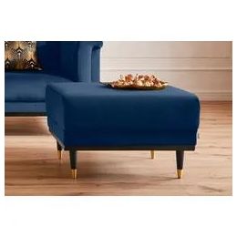 Hocker Home Affaire "Chamby", blau (dunkelblau), B:70cm H:46cm T:64cm, 100% Polyester;Samtoptik (100% Polyester), Hocker, Fu&szlig;hocker Polsterhocker, mit Holzrahmen unten