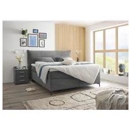 Boxspringbett ED EXCITING DESIGN "Seattle", grau (anthrazit), B:204cm L:212cm, 100% Polyester, Komplettbetten, Boxspringbett, harte Seite mit Kokosmatte, weiche Seite mit Filzabdeckung