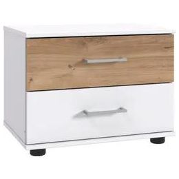 Nachtkommode wimex "Taiga", wei&szlig; (wei&szlig;, plankeneiche nachbildung), B:52cm H:40cm T:38cm, Holzwerkstoff, Sideboards, mit 2 Schubladen, 52cm breit