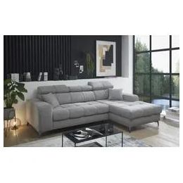 Ecksofa ED EXCITING DESIGN "Sydney L-Form", grau (taupe), B:268cm H:86cm T:172cm, 92% Polyester, 8% Nylon, Sofas, Ecksofa, mit Bettfunktion, Bettkasten, Kopfteilverstellung & 2 Zierkissen