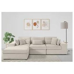 Ecksofa OTTO HOME "Florid L-Form", beige, B:280cm H:75cm T:162cm, Baumwollmix (60% Baumwolle/40% Leinen);Struktur fein (100% Polyester);Samtoptik (100% Polyester);Samtvelours (100% Polyester);Struktur (100% Polyester);Struktur recycelt (100% recyceltes Polyester), Sofas, Ecksofa, 3 Teile, bestehend aus Modulen, viele Bezugsqualit&auml;ten, auch in Cord