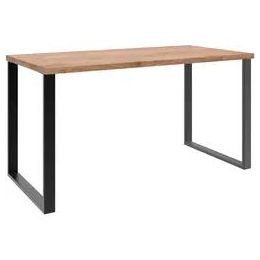 Schreibtisch wimex "Home Desk", beige (schwarz, plankeneiche nachbildung), B:140cm H:75cm T:70cm, Tische, Schreibtisch, Mit Metallkufen, in 3 Breiten