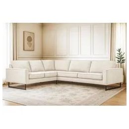 Ecksofa Home Affaire "Pinto, XXL, 250/290 cm, langer Schenkel, Ottomane", beige (natural), B:290cm H:85cm T:250cm, 90% Polyester, 10% Nylon, Sofas, Ecksofa, Cord, Chenille, Lederoptik, mit Keder, Metallf&uuml;&szlig;e, Wellenunterfederung