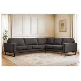 Ecksofa Home Affaire "Pinto, XXL, 250/290 cm, langer Schenkel, Ottomane", schwarz (onyx), B:290cm H:85cm T:250cm, 90% Polyester, 10% Nylon, Sofas, Ecksofa, Cord, Chenille, Lederoptik, mit Keder, Metallf&uuml;&szlig;e, Wellenunterfederung
