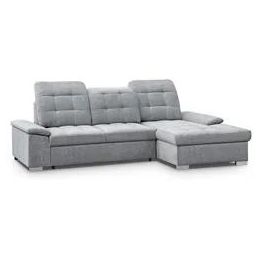 Ecksofa WERK2 "Carmen, mit Bettfunktion & Bettkasten, optional Sitztiefenverstellung", grau (hellgrau), B:264cm H:105cm T:170cm, 95% Polyester, 5% Nylon, Sofas, Ecksofa, ohne Sitztiefenverstellung, Struktur weich, hellgrau, Topseller