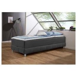 Boxspringbett Home Affaire "Vaasa", grau (schiefer), B:96cm L:206cm, Komplettbetten, Boxspringbett, f&uuml;r Dachschr&auml;gen geeignet, inkl. Bettkasten und Topper