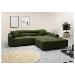 Ecksofa 3C Candy "Denver auch mit Cord- und Easy care-Bezug, Kopfteilverstellung L-Form", gr&uuml;n (moos), B:258cm H:68cm T:217cm, 95% Polyester, 5% Nylon, Sofas, Ecksofa, wahlweise. mit motorischer Sitztiefenverstellung