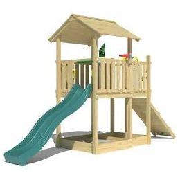 Spielturm Jungle Gym "Drift", gr&uuml;n (dunkelgr&uuml;n), Spielt&uuml;rme, KinderB:454cm H:277cm T:155cm, Holzwerkstoff, Spielanlage inklusive Rutsche mit Wasseranschluss, B:454cm H:277cm T:155cm