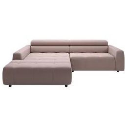 Ecksofa 3C Candy "Denver auch mit Cord- und Easy care-Bezug, Kopfteilverstellung L-Form", rosa, B:258cm H:68cm T:217cm, 88% Polyester, 12% Polyacryl, Sofas, Ecksofa, wahlweise. mit motorischer Sitztiefenverstellung